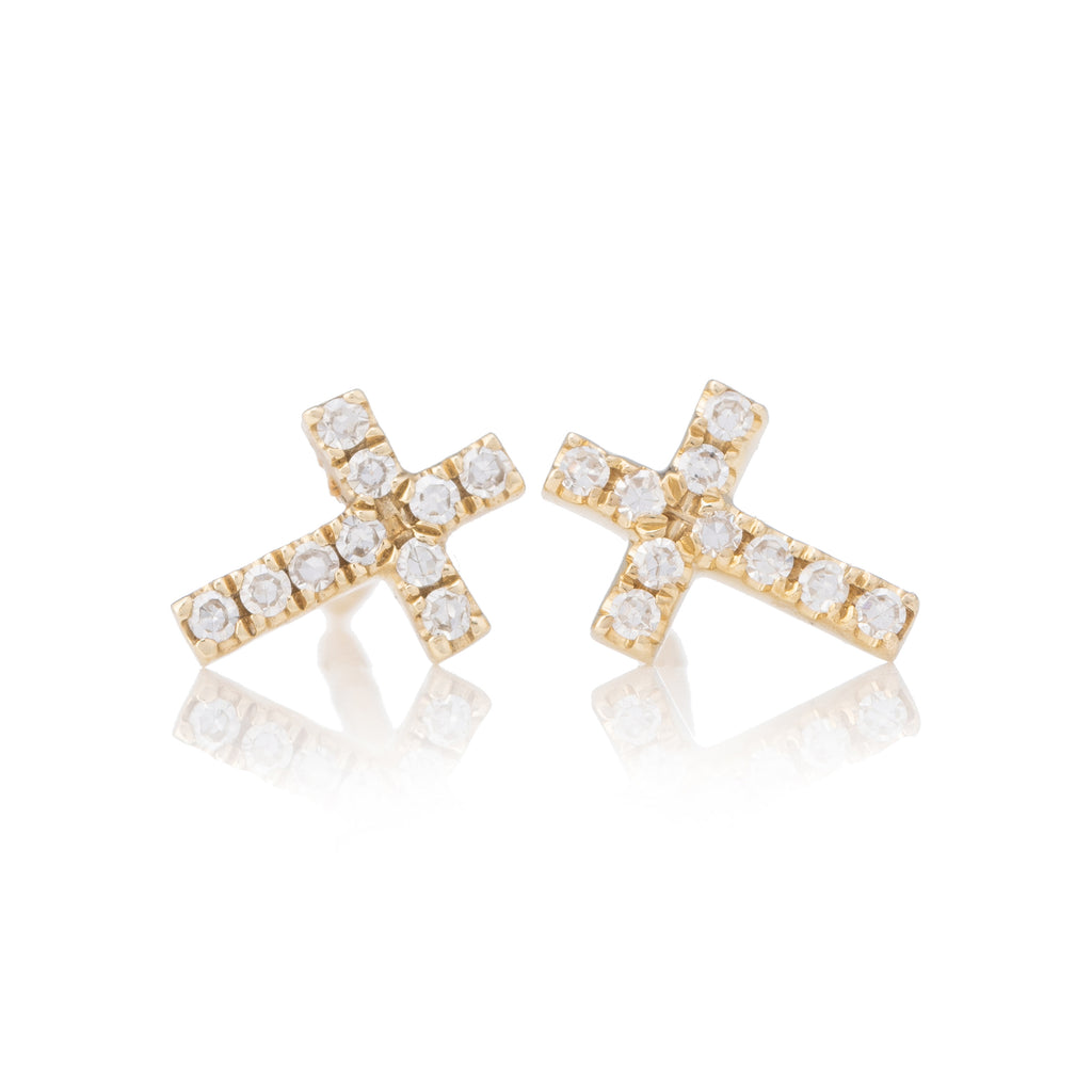 Petite Diamond Cross Studs