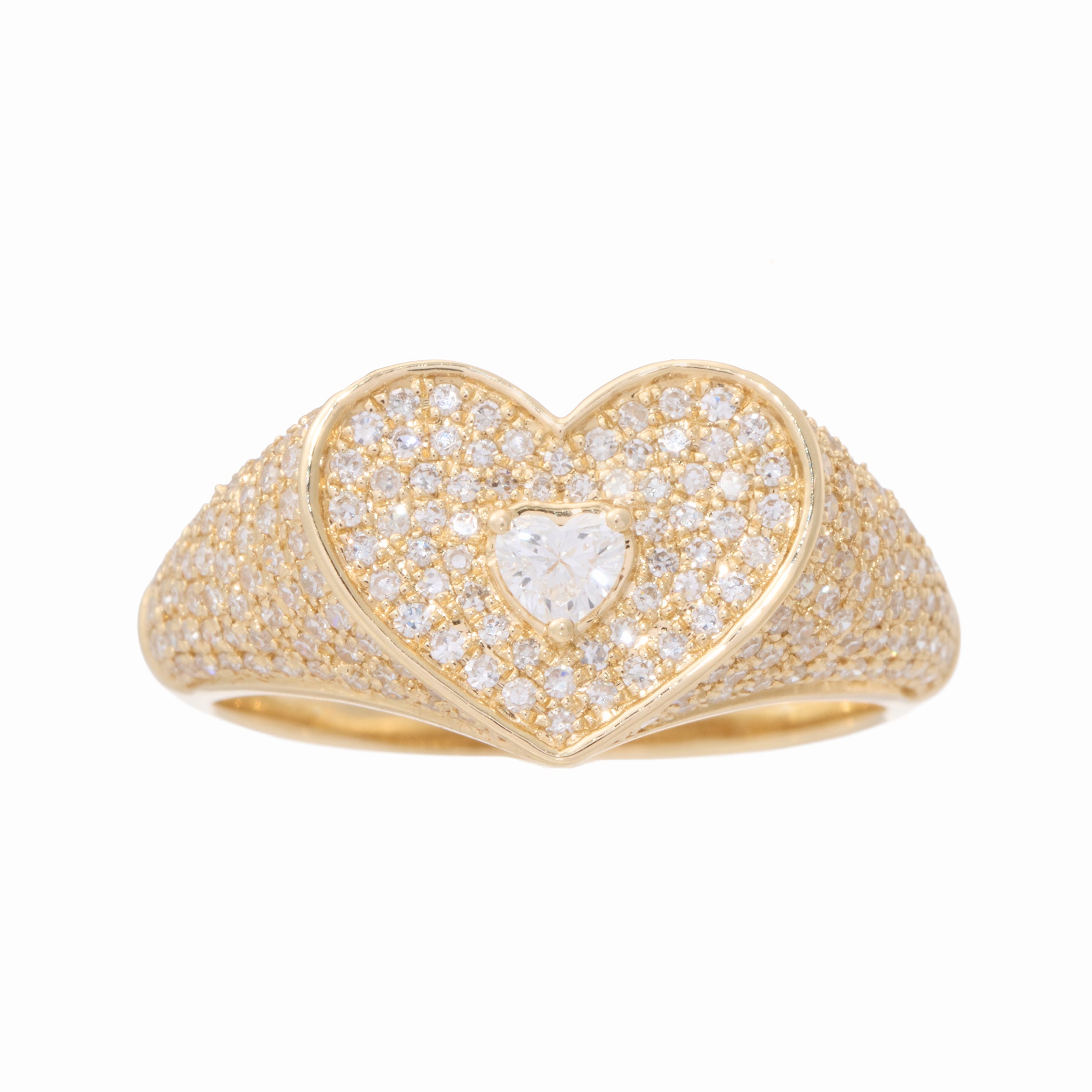 Heart Diamond Signet Ring