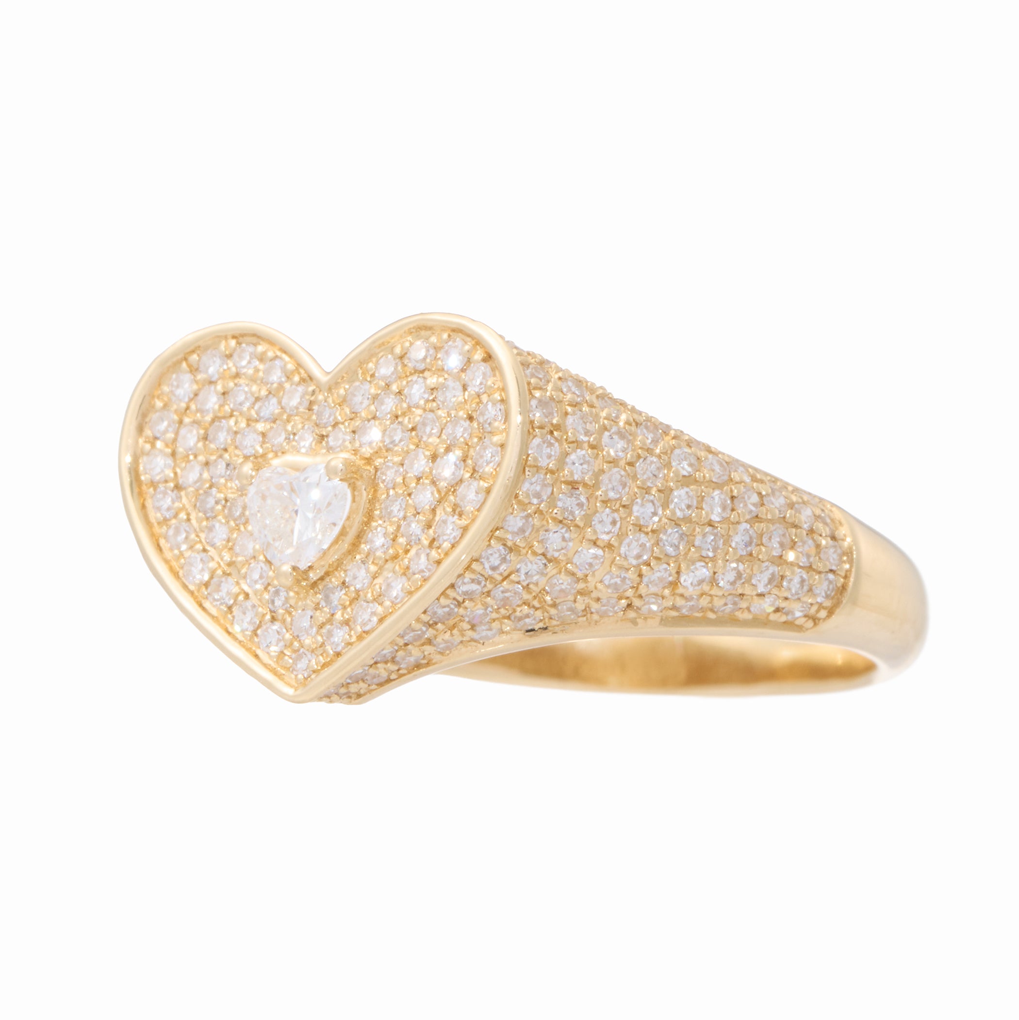 Heart Diamond Signet Ring