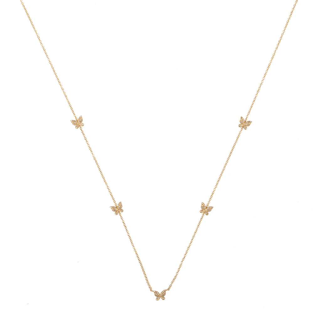Pave Multi Butterfly Necklace